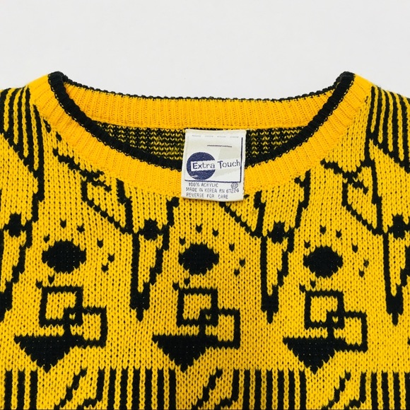 Vintage | Sweaters | Vintage Extra Touch 8s Oversized Geo Sweater M L ...